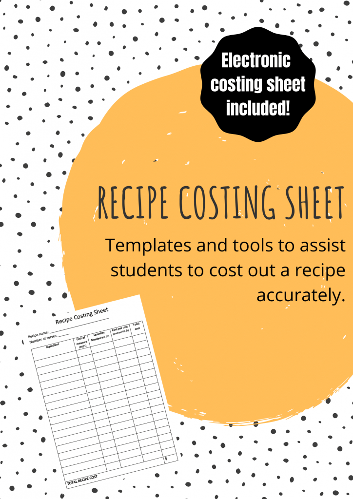 Recipe Costing Sheet - Teacher Professional Development