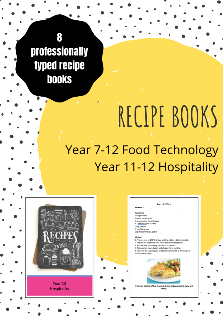 Food Technology/ Hospitality Recipe Books - Teacher Professional ...