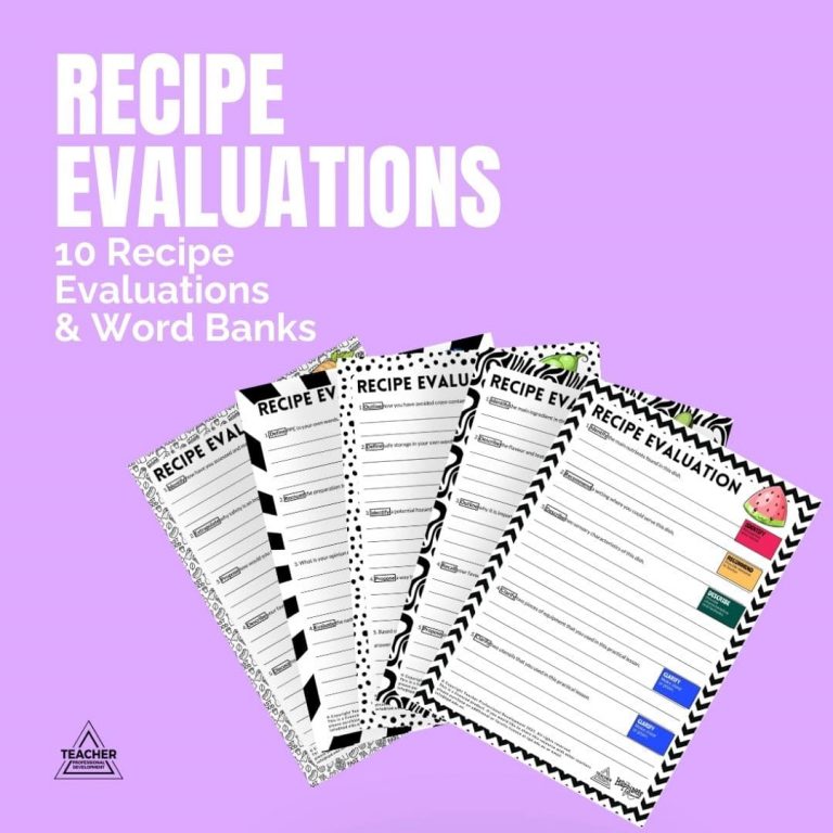 Recipe Evaluations - Teaching Resources
