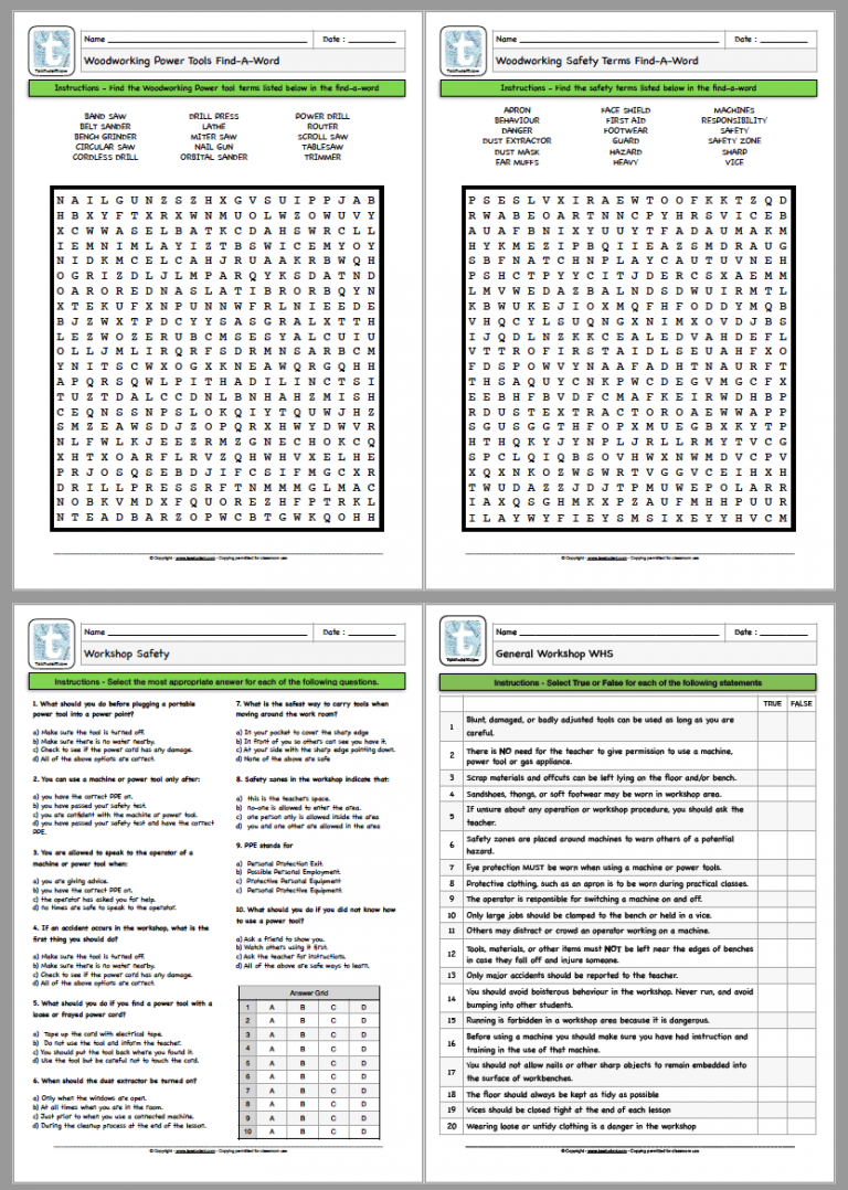 Woodwork lessons for busy teachers - Set 1 - "Safety" - Teacher ...