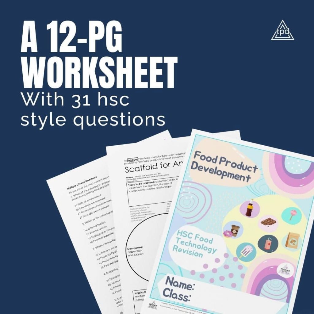 HSC Food Product Development Revision Pack - Teaching Resources