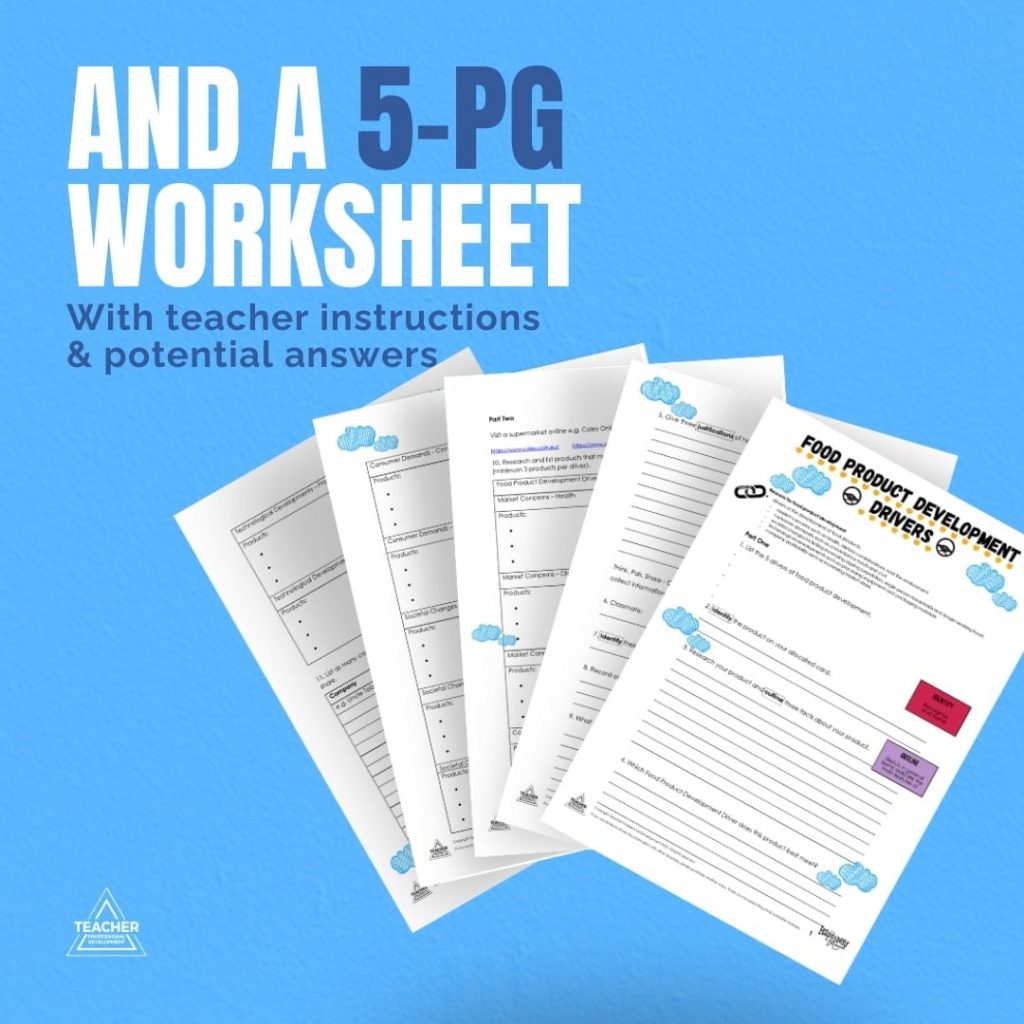 Food Product Development Drivers Activity - Teaching Resources