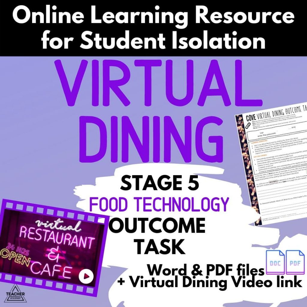 Virtual Dining Online Learning Task - Teaching Resources