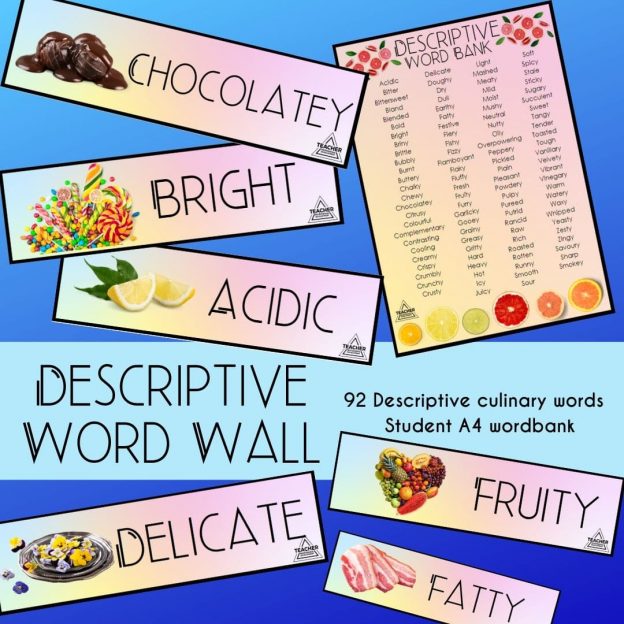 Culinary Descriptive Word Wall Teaching Resources