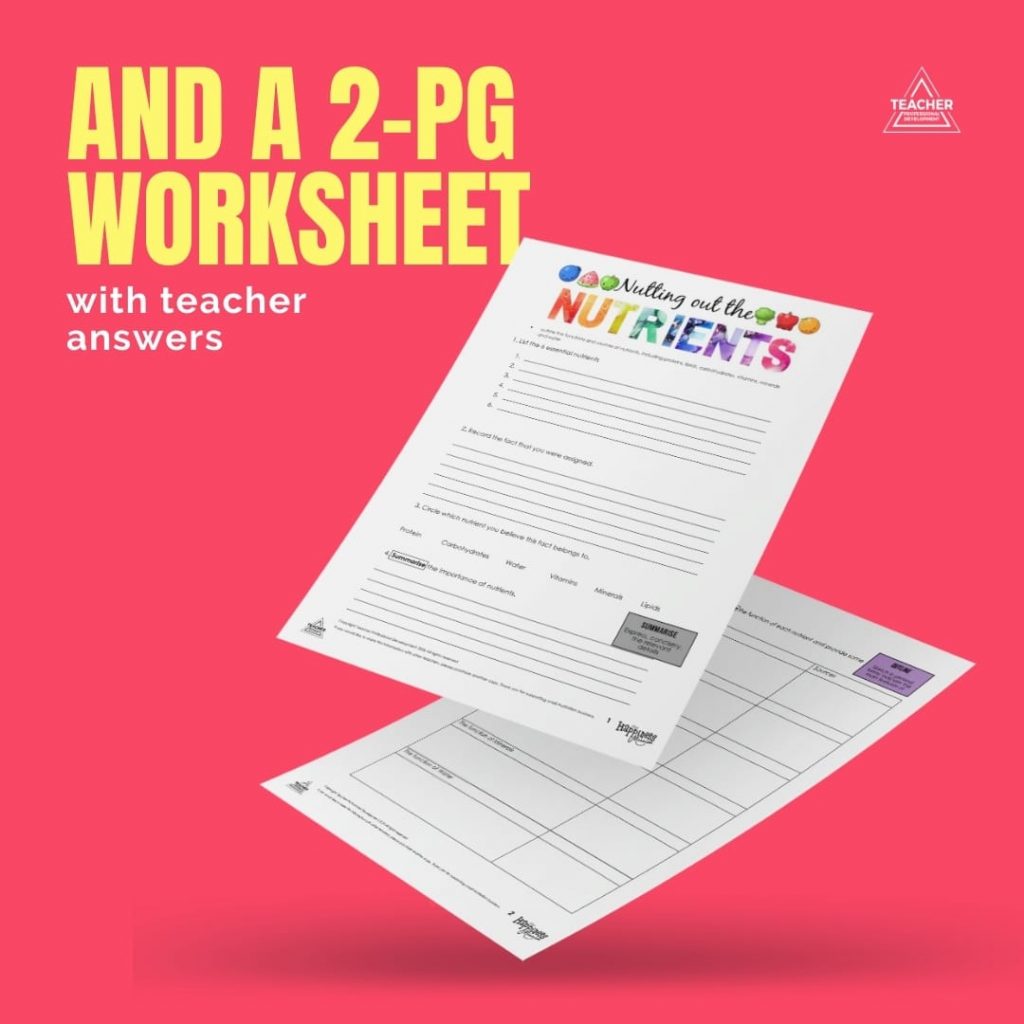 Essential Nutrients Match-Up Activity