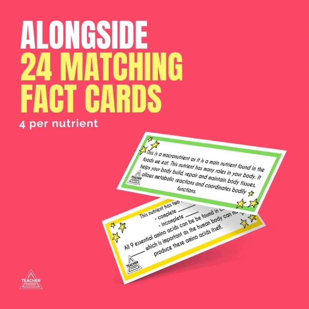 Essential Nutrients Match-Up Activity