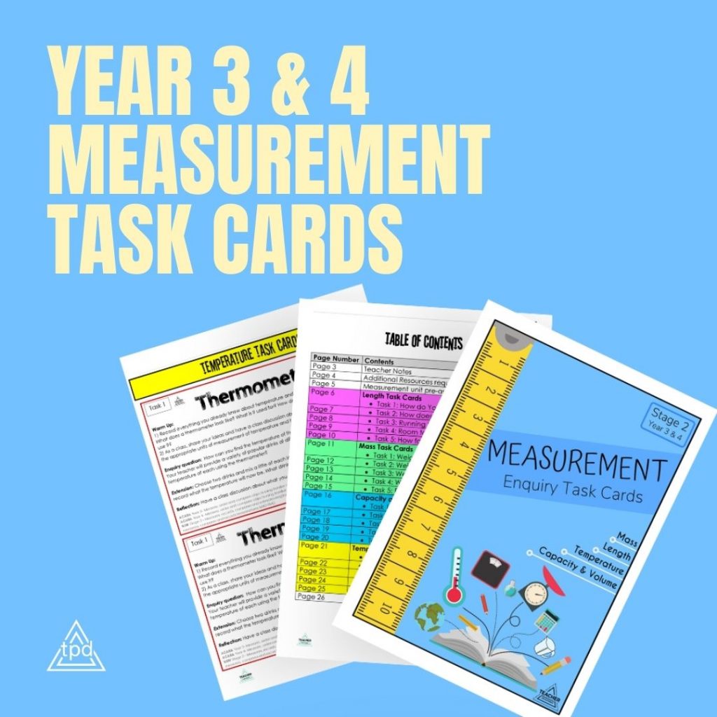 Year 3 and 4 Measurement Task Card - Teacher Professional Development