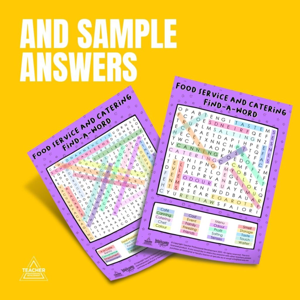 Life Skills Food Service and Catering Find-a-Words - Teacher ...