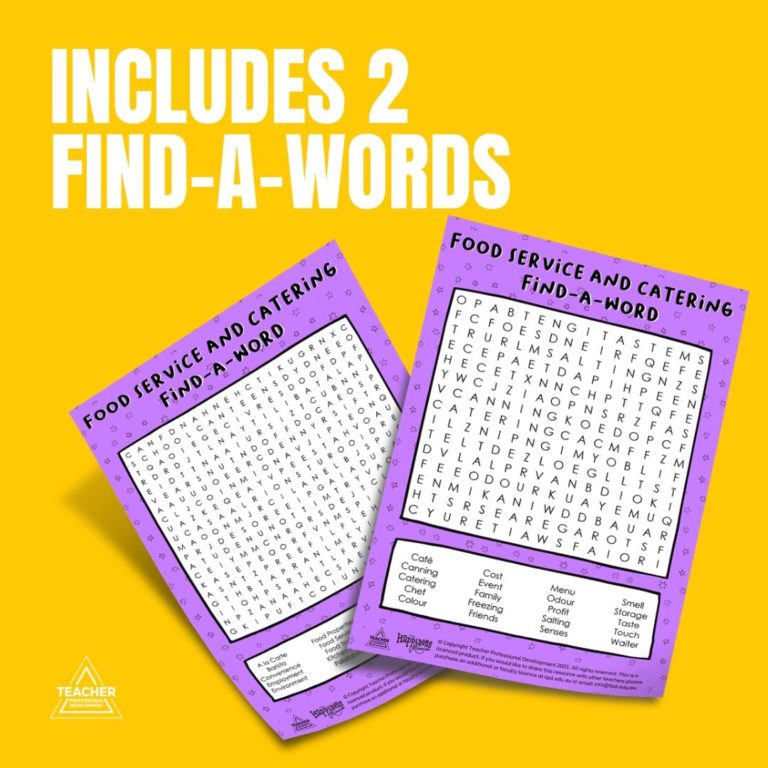 Life Skills Food Service and Catering Find-a-Words - Teacher ...