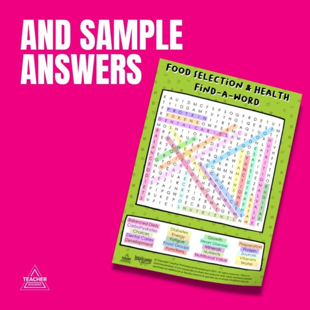 Life Skills Food Selection and Health Find-a-Word - Teacher ...