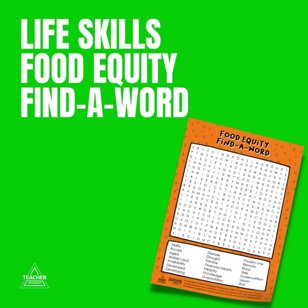 Life Skills Food Equity Find-a-Word - Teacher Professional Development