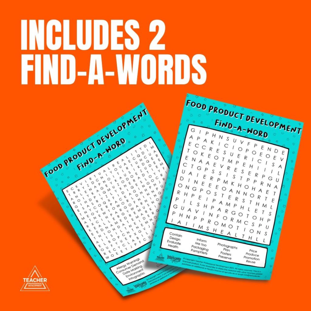 Life Skills Food Product Development Find-a-Words - Teacher ...