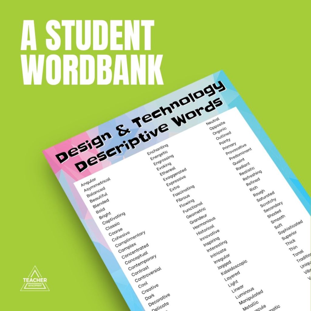 Design and Technology Descriptive Word Wall Teaching Resources