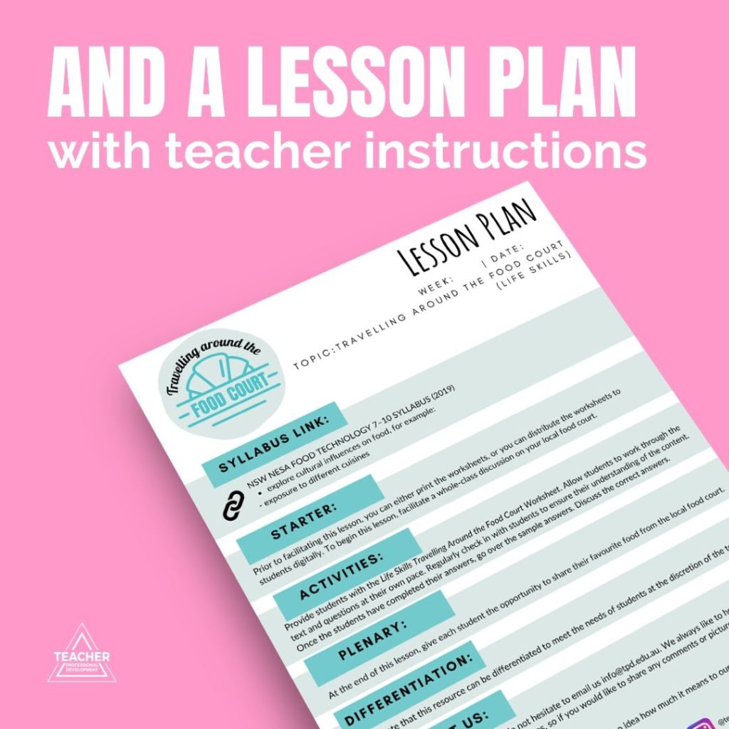 Life Skills Travelling Around the Food Court - Teacher Professional ...