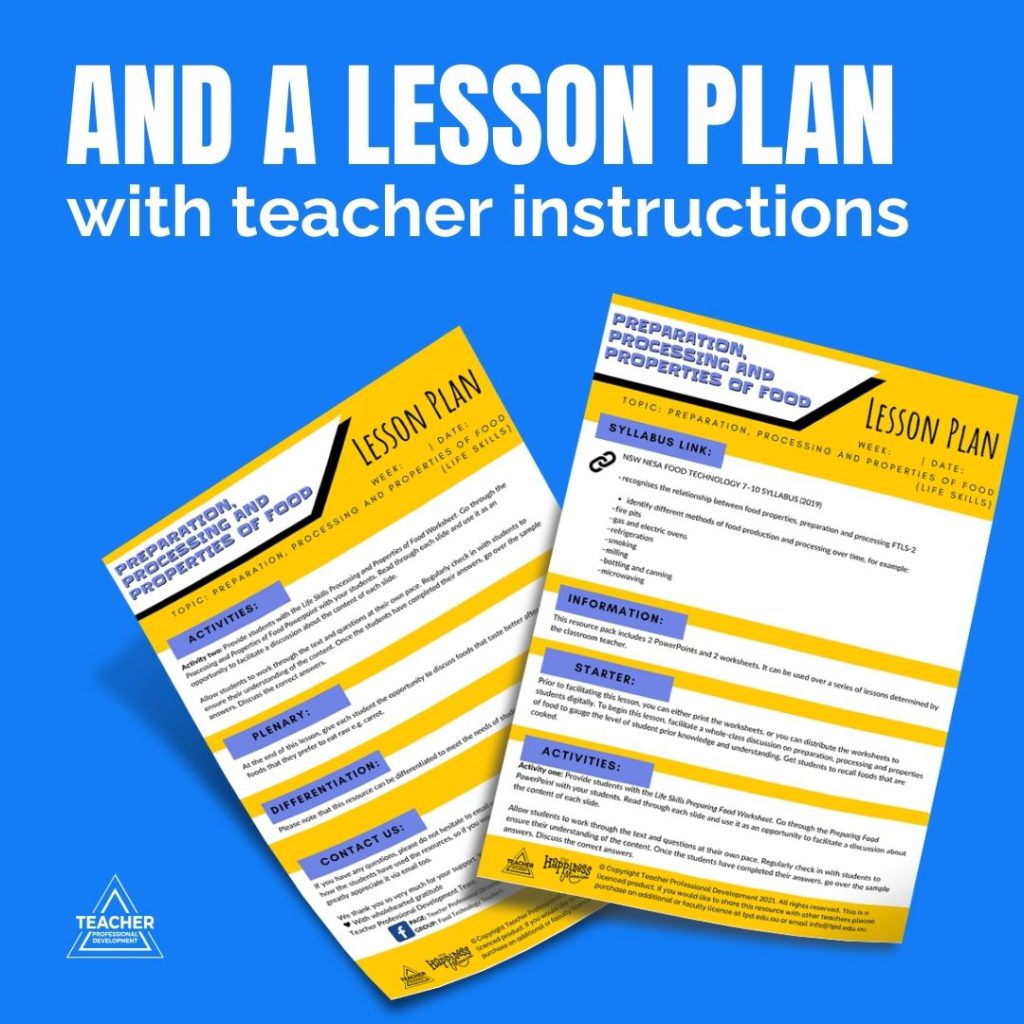 Life Skills Preparation, Processing and Properties of Food - Teacher ...