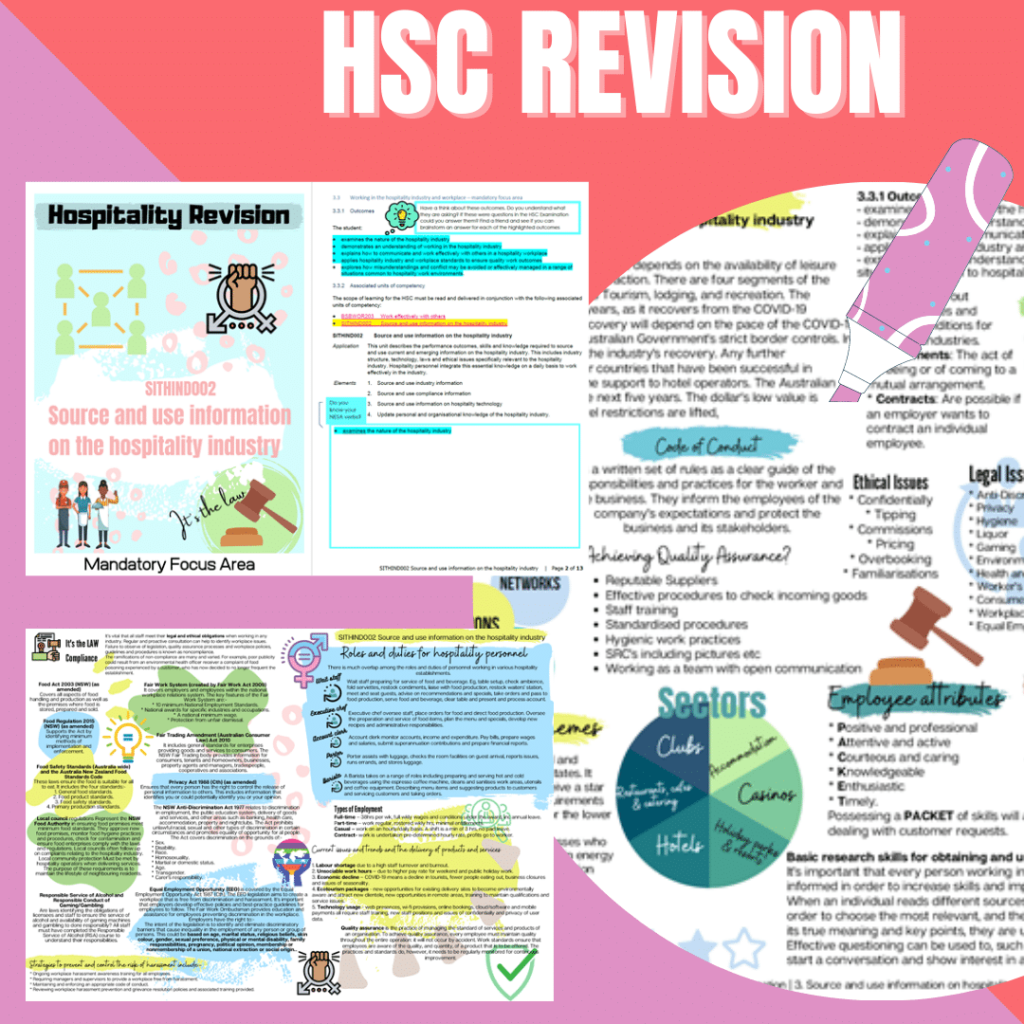 Hospitality HSC Revision - Teacher Professional Development