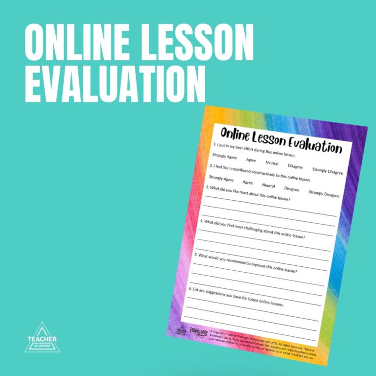 Online Lesson Evaluation Sheet - Teacher Professional Development
