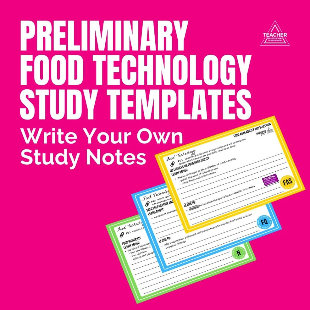 Preliminary Food Technology Study Templates - Teaching Resource