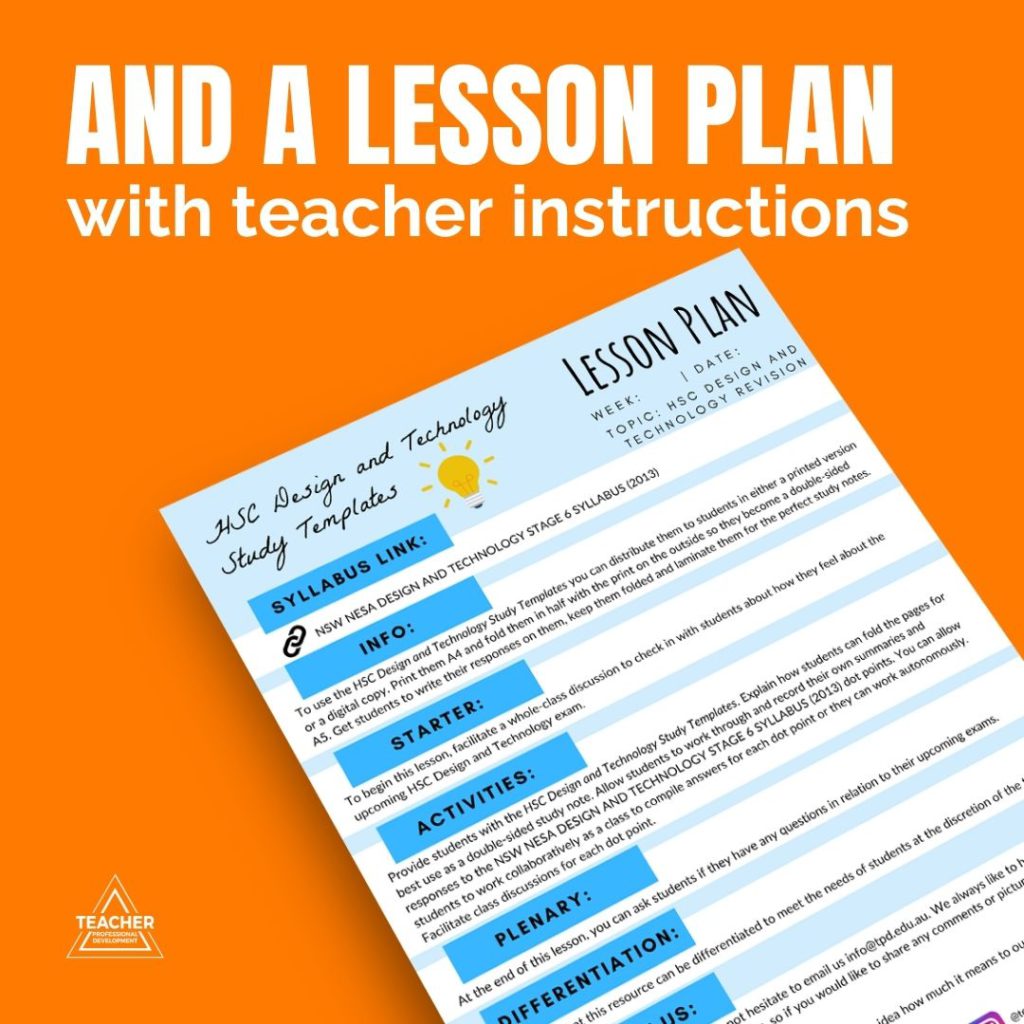 HSC Design and Technology Study Templates - Teaching Resource