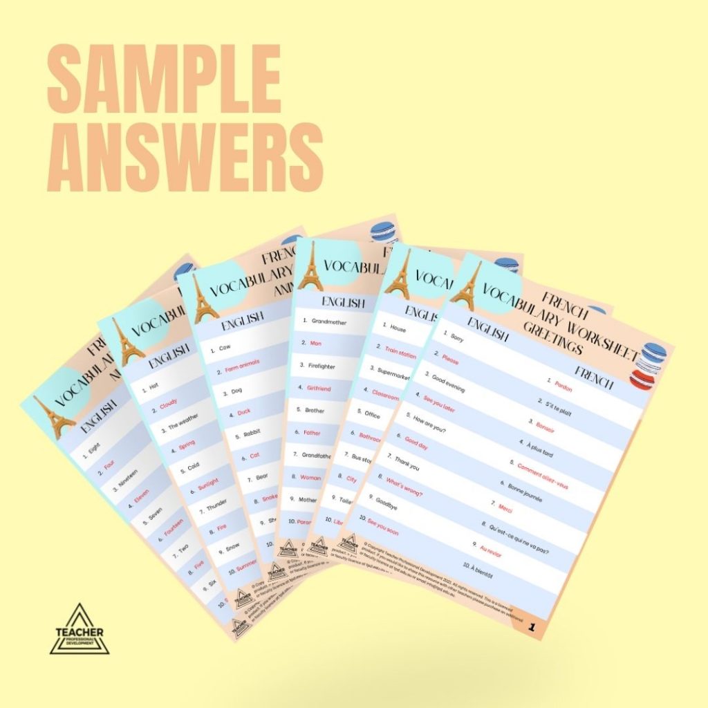 French Vocabulary Word Wall - Teacher Professional Development