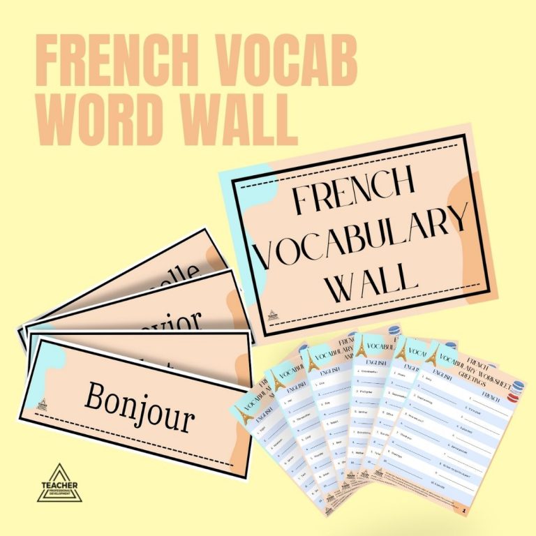French Vocabulary Word Wall - Teacher Professional Development