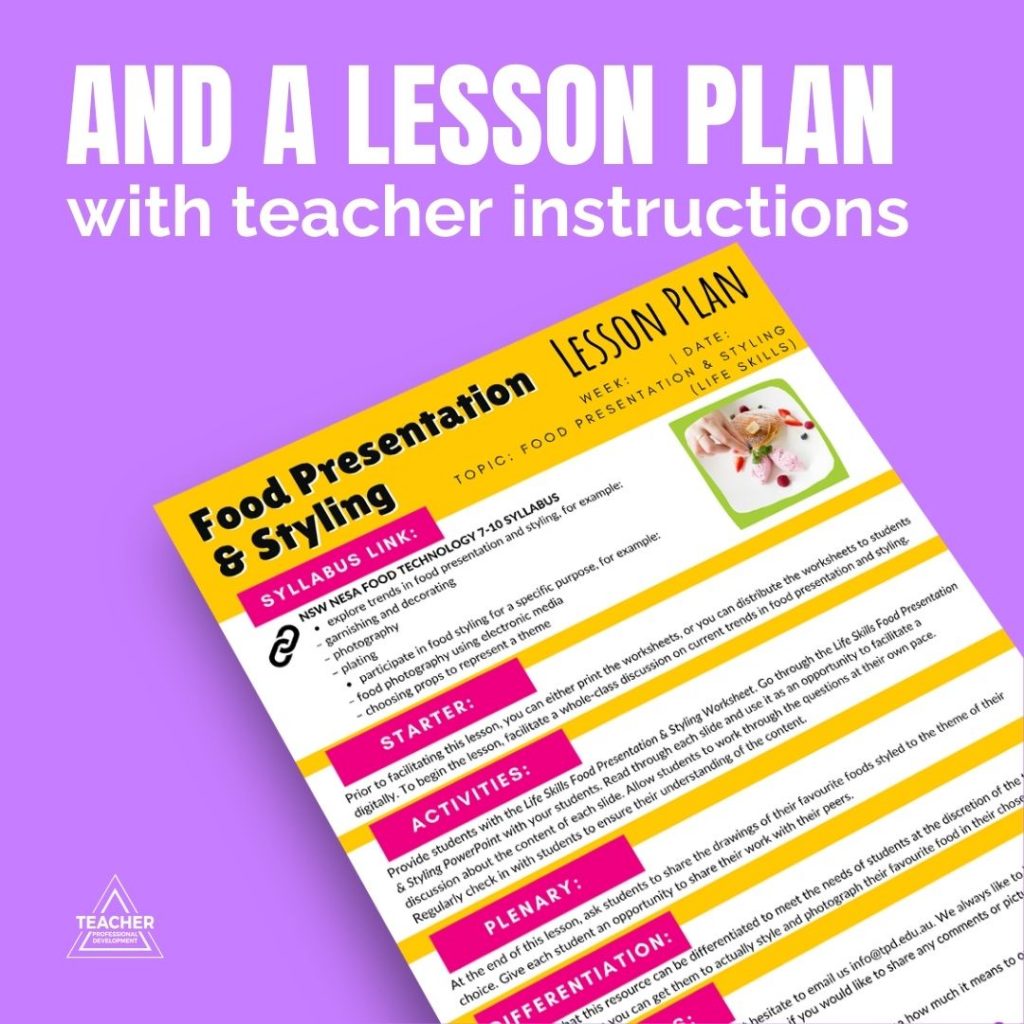 Life Skills Food Styling and Presentation - Teacher Professional ...