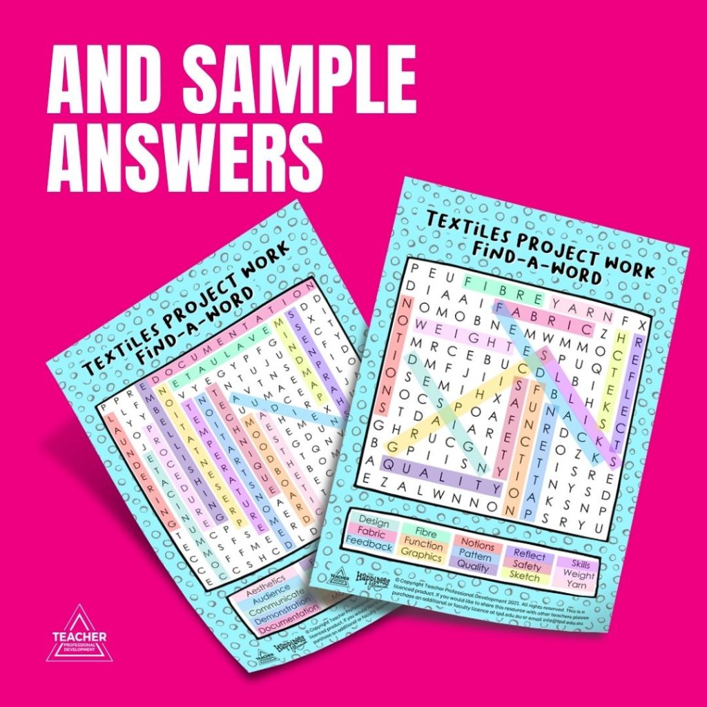 Life Skills Textiles Project Work Find-a-Words - Teacher Professional ...