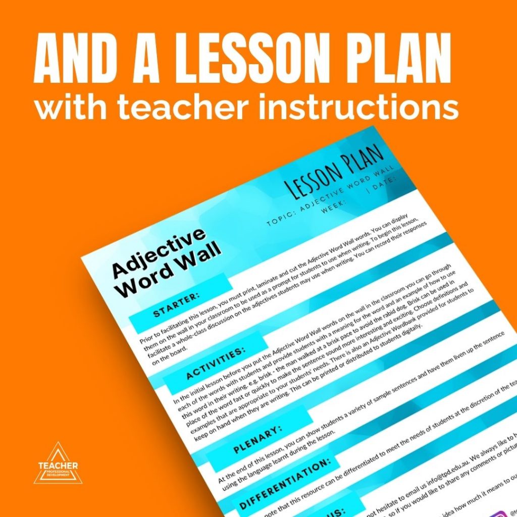 Adjective Word Wall - Teaching Resources