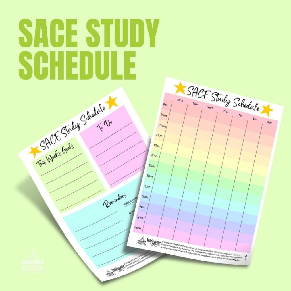 SACE Study Schedule - Teaching Resource