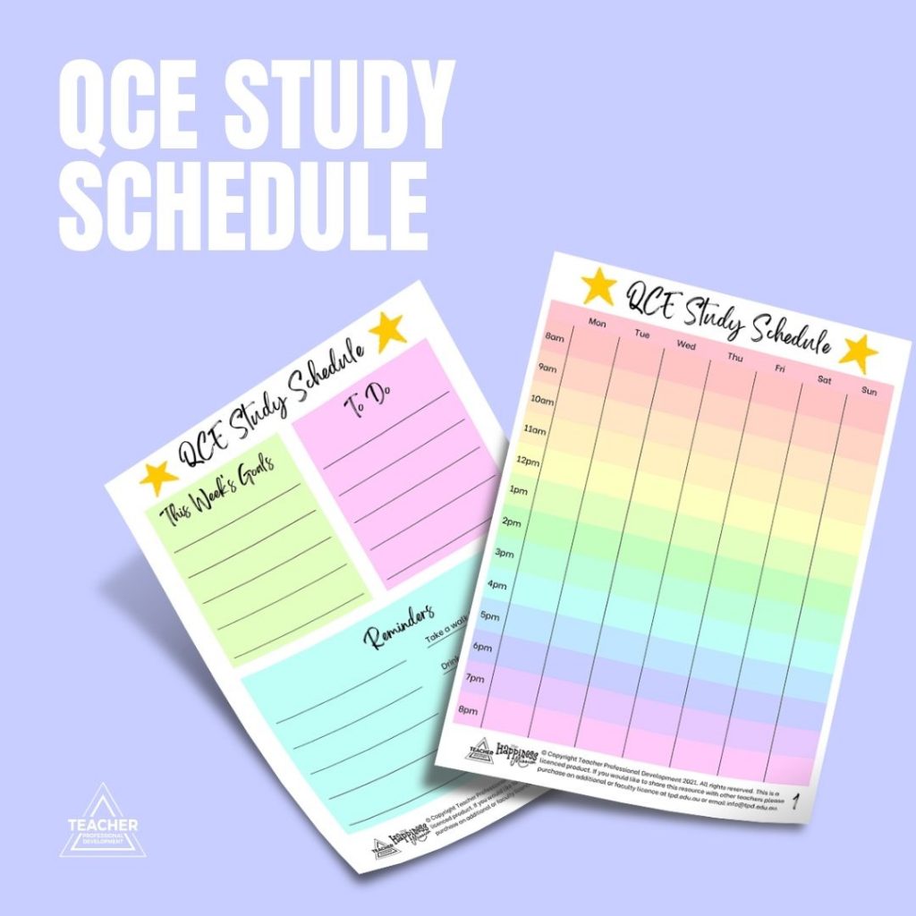 QCE Study Schedule - Teaching Resource