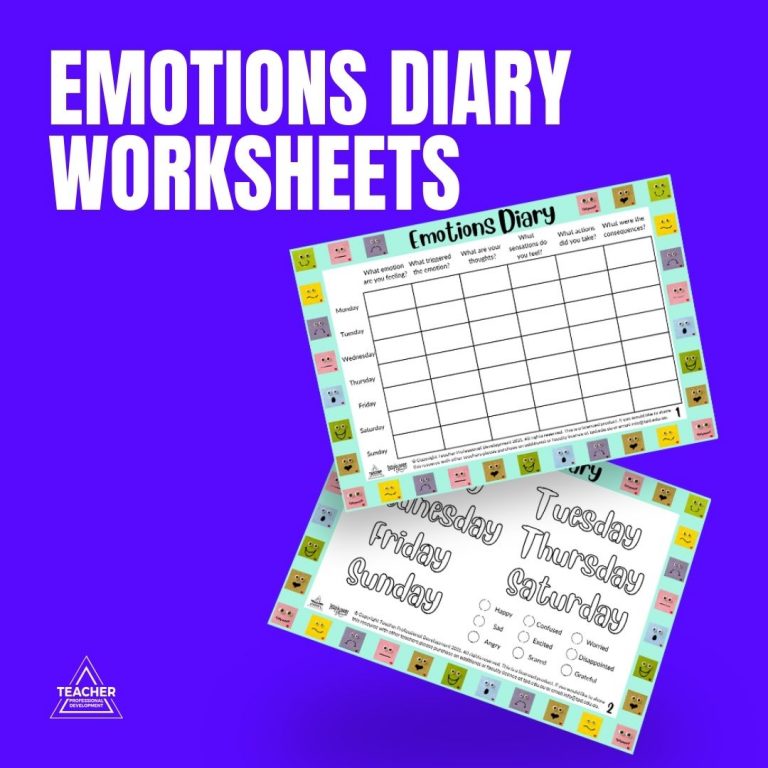 Emotions Diary Worksheet - Teacher Professional Development
