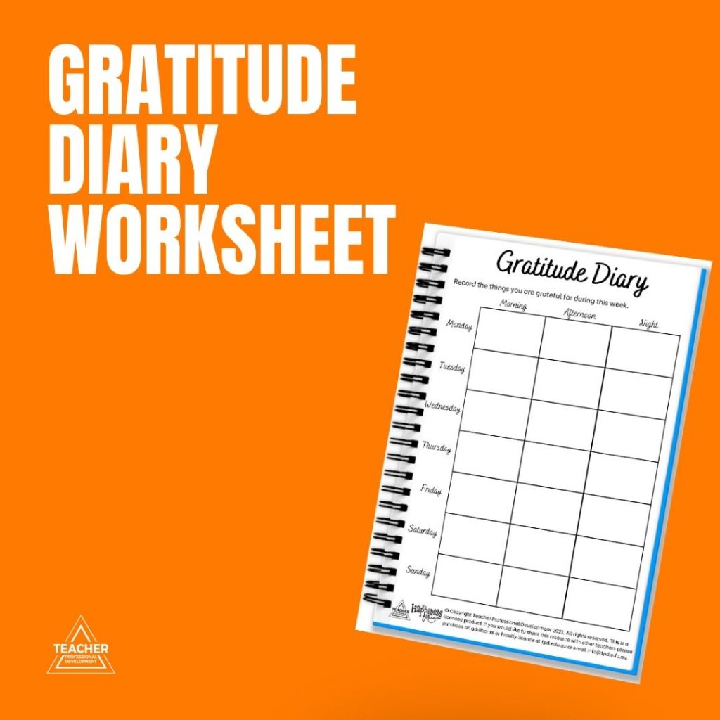 Gratitude Diary Worksheet - Teacher Professional Development