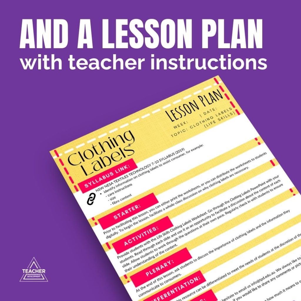 Life Skills Clothing Labels - Teacher Professional Development