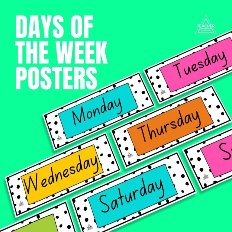 Days of the Week Poster Pack - Teacher Professional Development