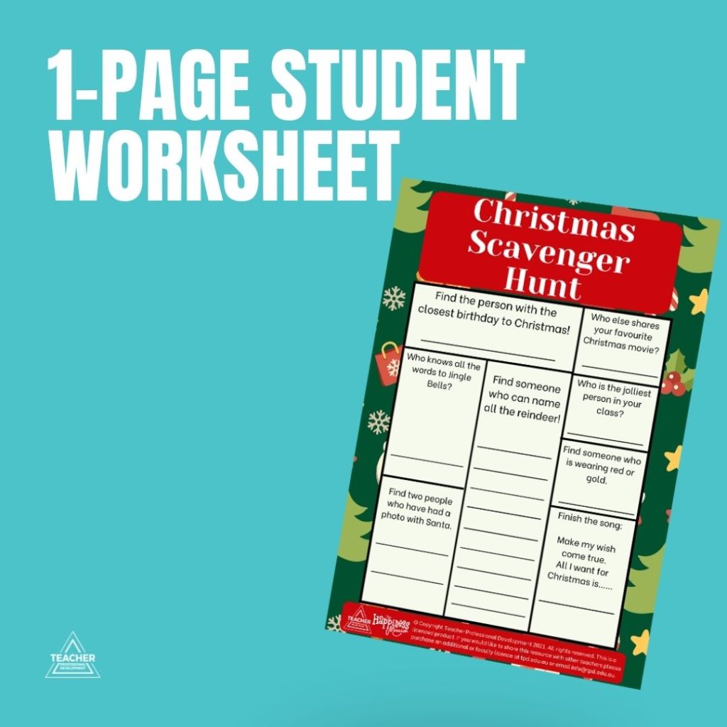 Christmas Scavenger Hunt - Teacher Professional Development