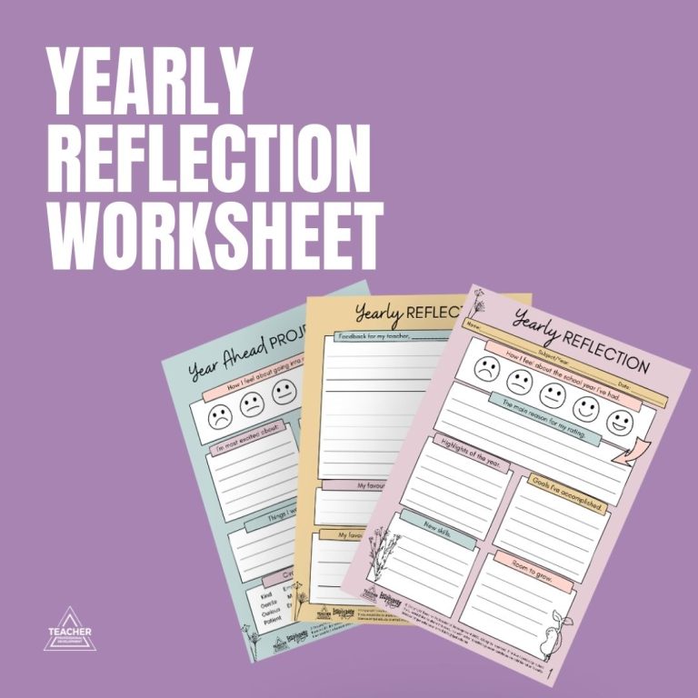 Yearly Reflection Worksheet - Teacher Professional Development
