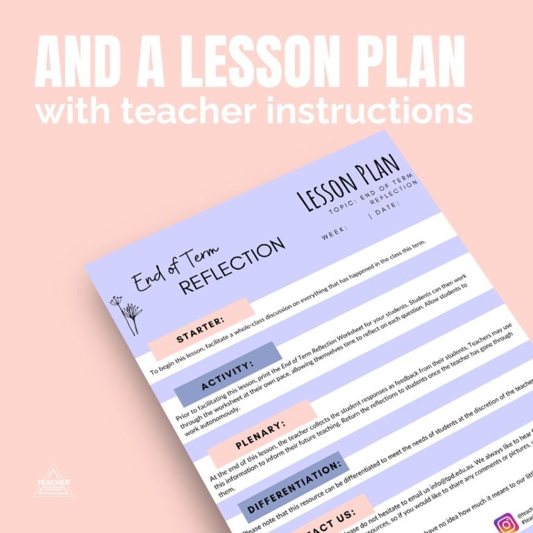End of Term Reflection Worksheet - Teacher Professional Development