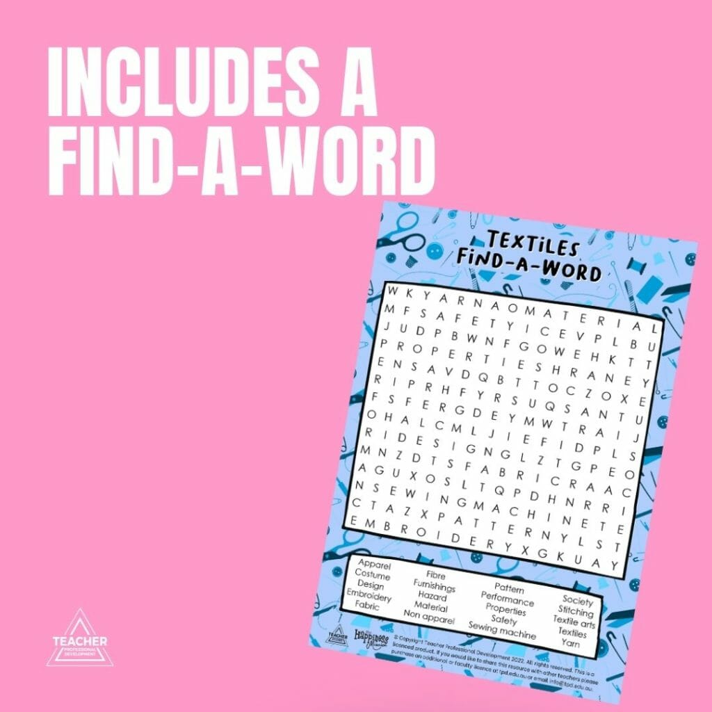 Textiles Find-a-Word - Teacher Professional Development