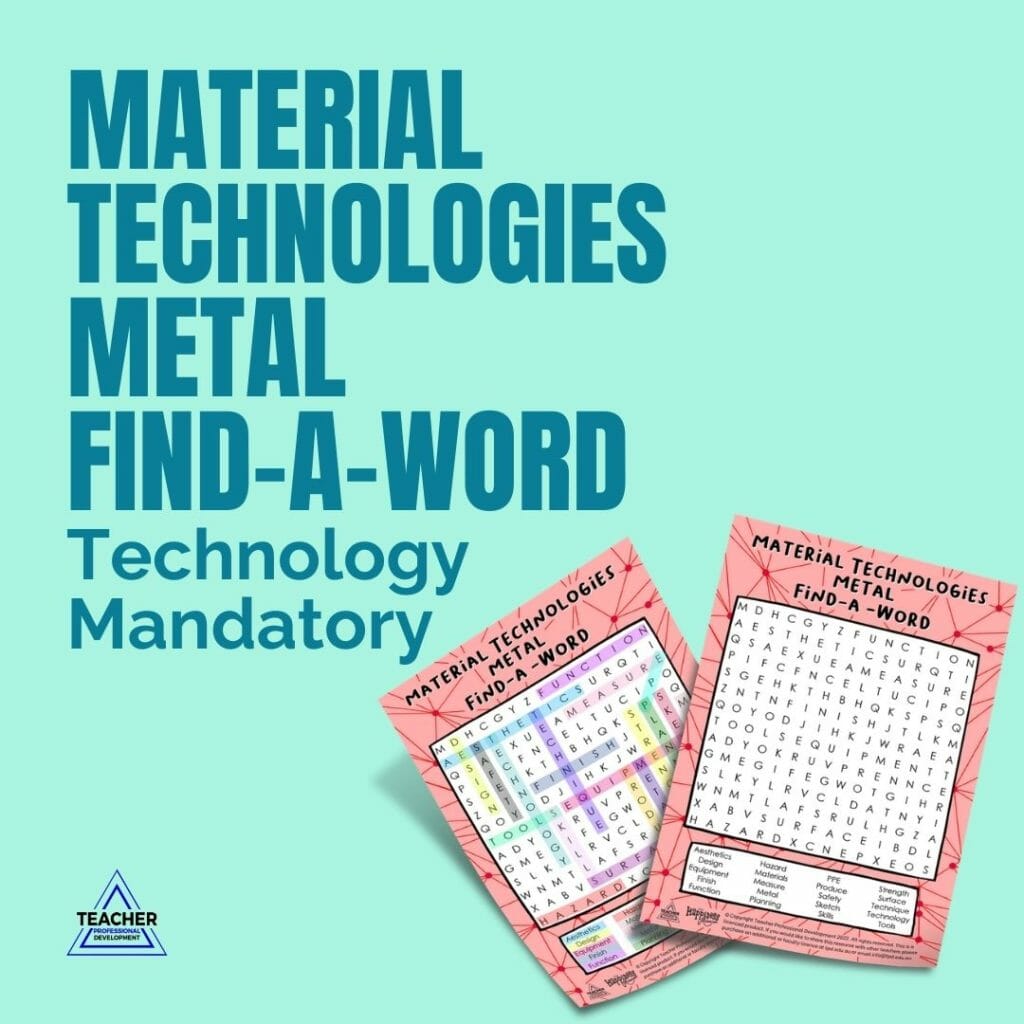 Technology Mandatory Material Technologies Metal Find-a-Word - Teacher ...