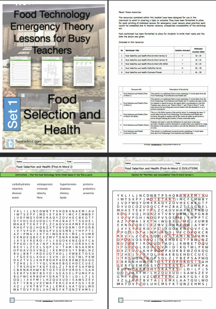 Food Technology Lessons for Busy Teachers - "Food Selection and Health ...