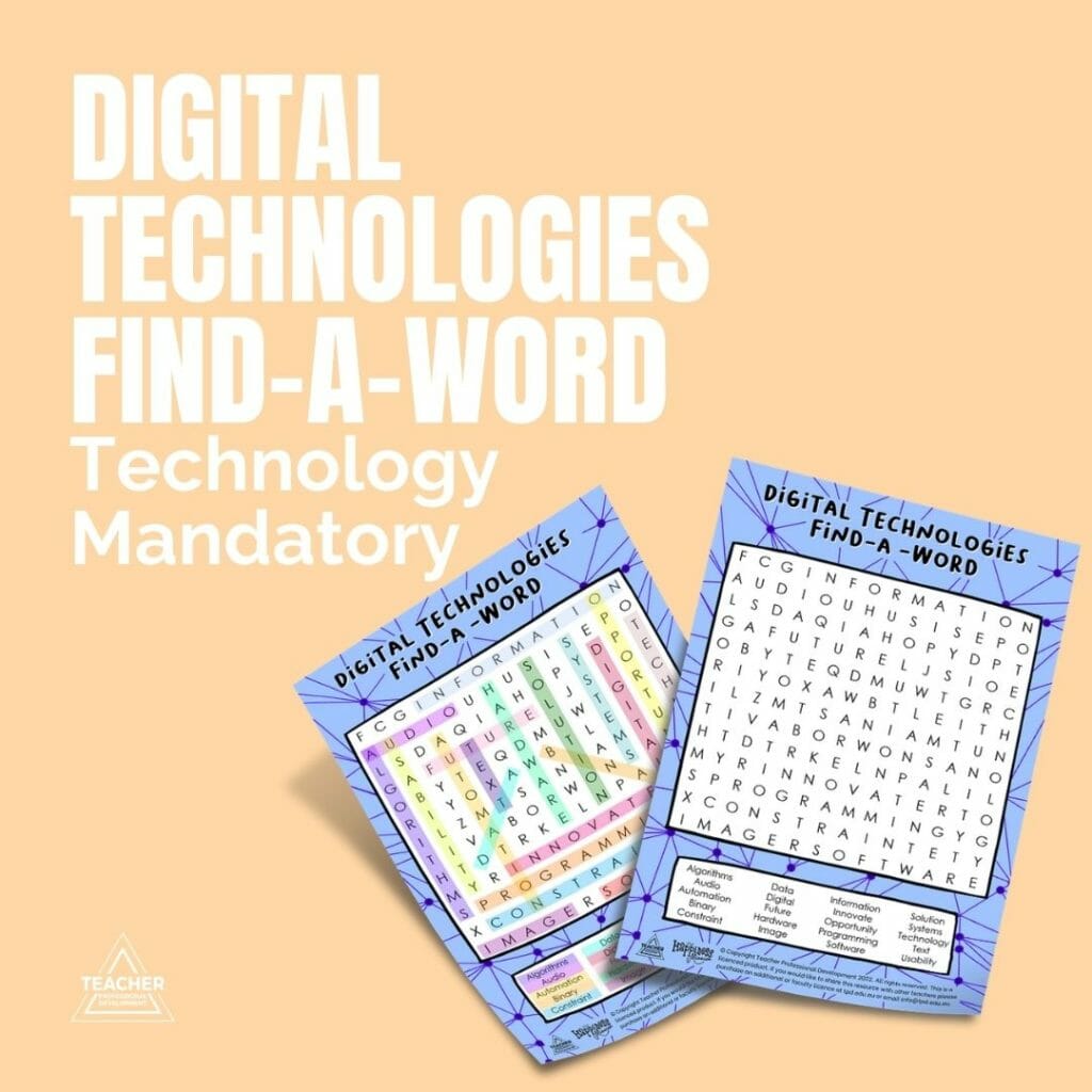 Technology Mandatory Digital Technologies Find-a-Word - Teaching Resources