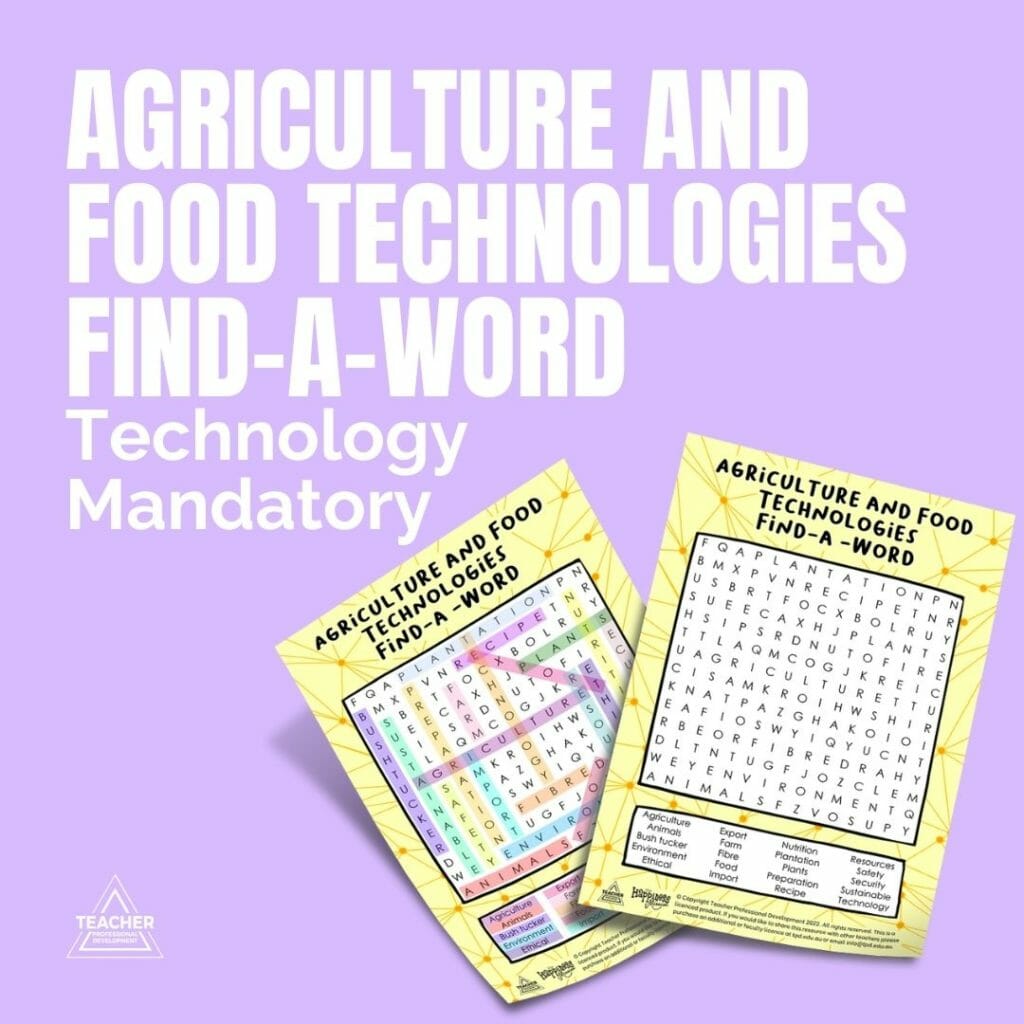 Technology Mandatory Agriculture and Food Technologies Find-a-Word ...