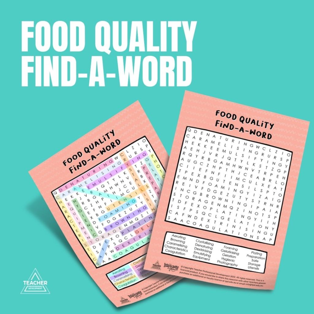 Food Quality Find-a-Word - Teacher Professional Development