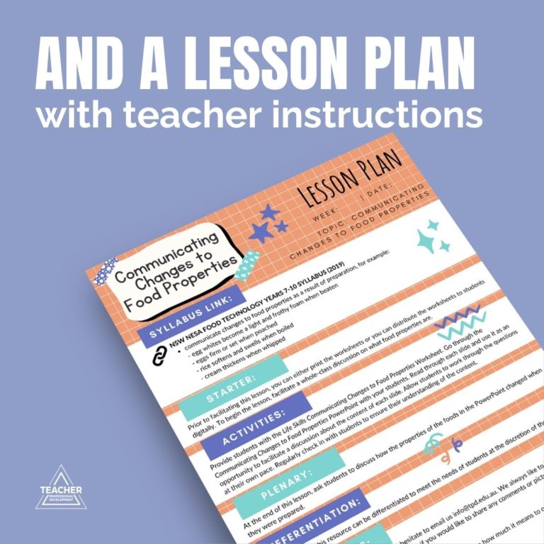 Life Skills Communicating Changes to Food Properties - Teacher ...