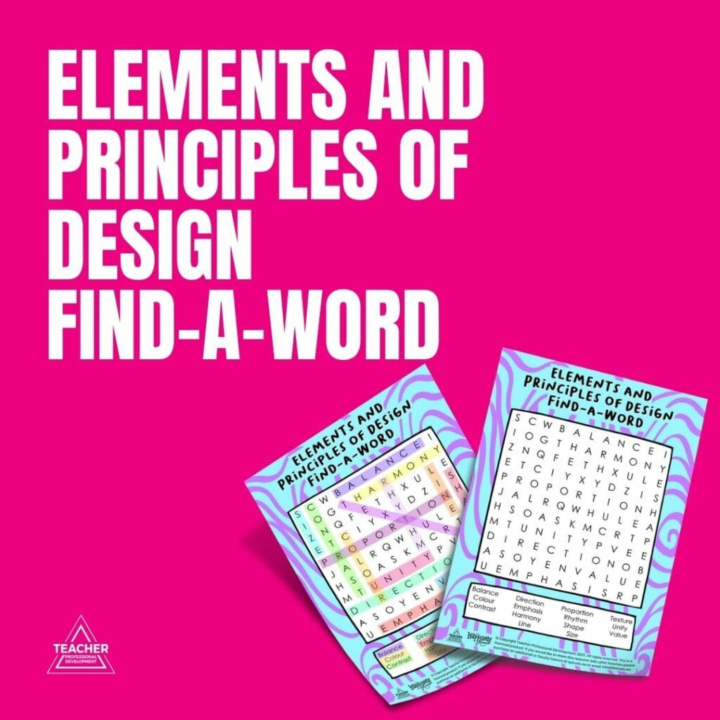 Elements and Principles of Design Find-a-Word - Teacher Professional ...