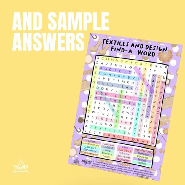 Textiles and Design Find-a-Word - Teacher Professional Development