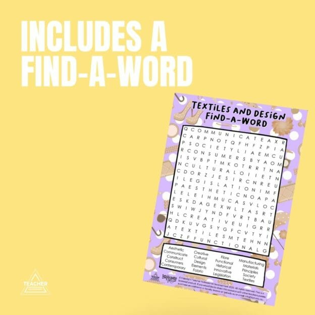 Textiles and Design Find-a-Word - Teacher Professional Development