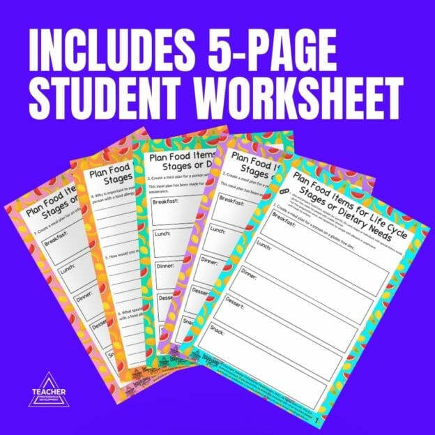 Life Skills Plan Food Items for Life Cycle Stages or Dietary Needs ...