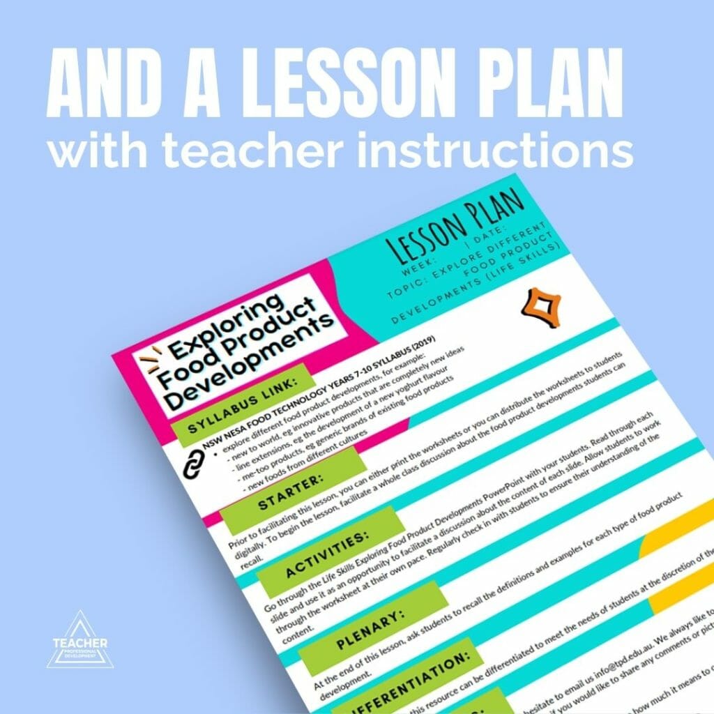 Life Skills Exploring Food Product Developments - Teacher Professional ...