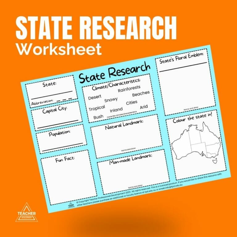 State Research Worksheet - Teacher Professional Development